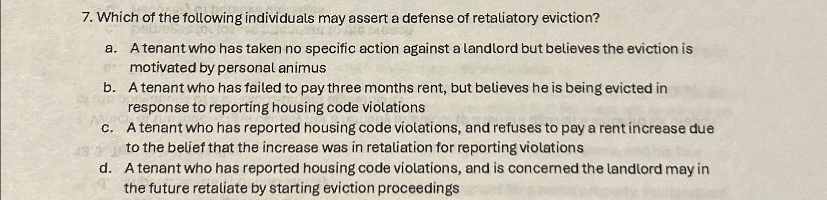 Solved Which of the following individuals may assert a | Chegg.com