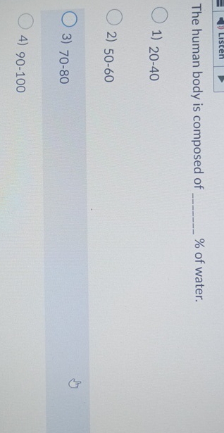 Solved The human body is composed of % ﻿of | Chegg.com