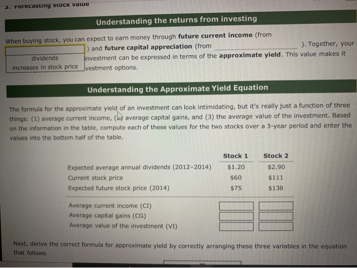 Solved 3. Forecasting stock value Understanding the returns | Chegg.com