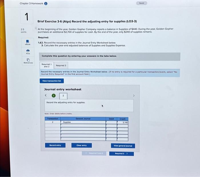 Solved 1 2.5 points eBook Print References Brief Exercise | Chegg.com