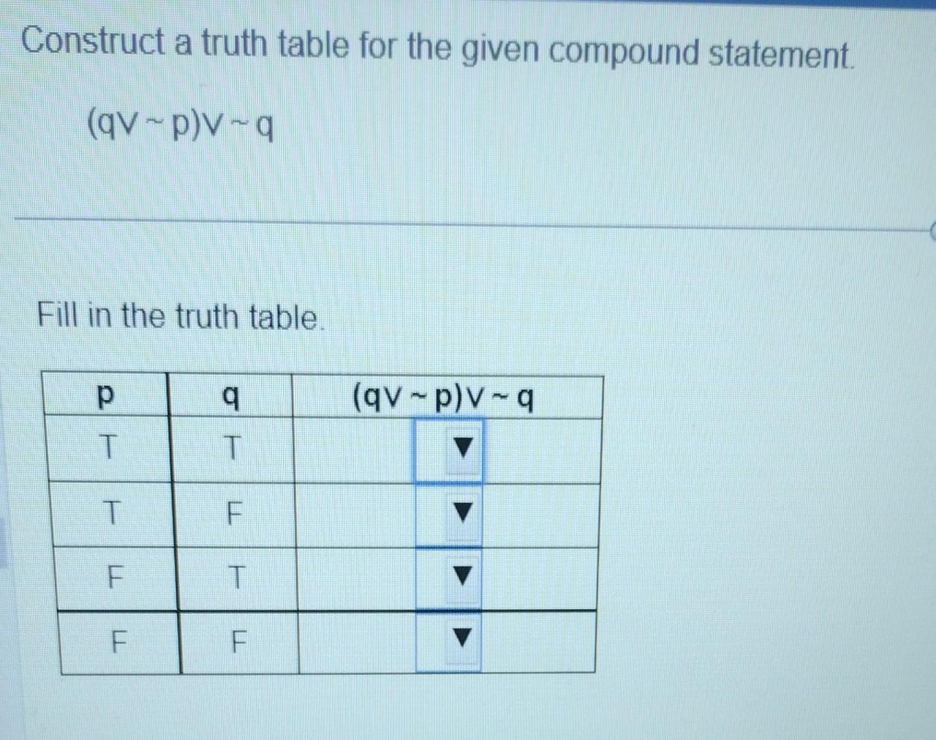 Solved Construct A Truth Table For The Given Compound 9895