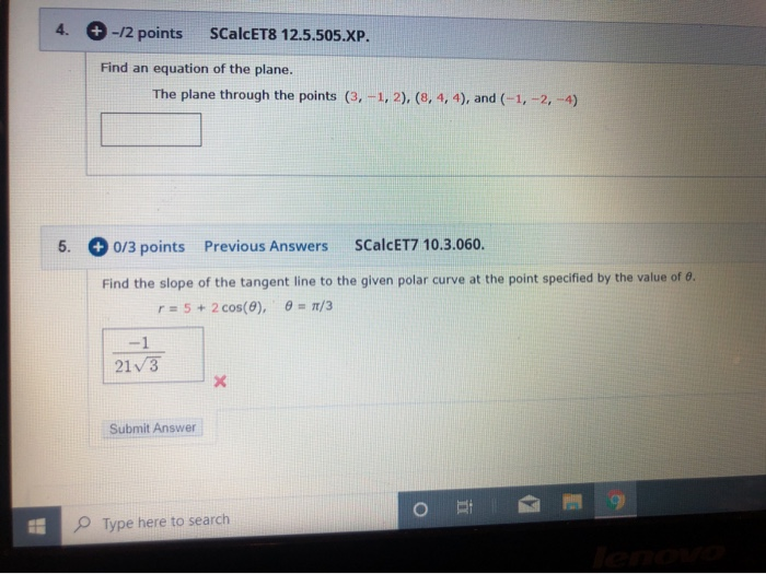 Solved 4. + -/2 points SCalcET8 12.5.505.XP. Find an | Chegg.com Solved 4. + -/2 points SCalcET8 12.5.505.XP. Find an | Chegg.com