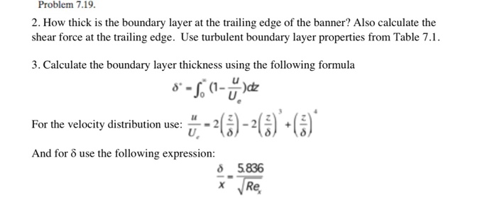Calculate the boundary layer thickness using the | Chegg.com