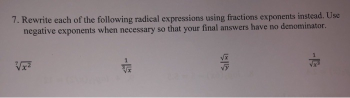 Solved 7 Rewrite Each Of The Following Radical Expressions