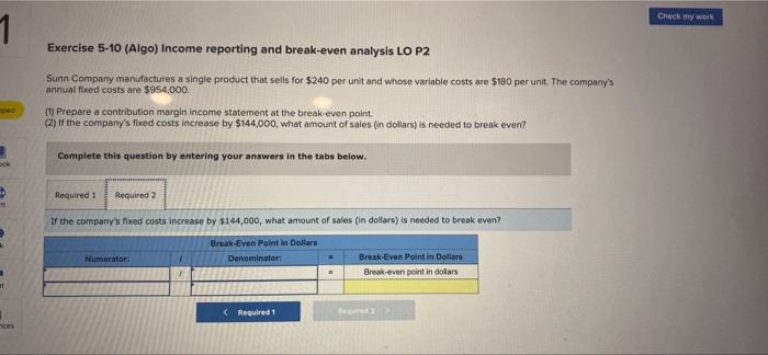 Solved Check my work Exercise 5-10 (Algo) Income reporting | Chegg.com