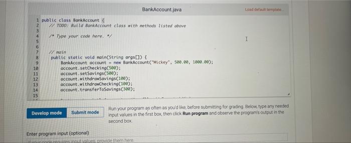 Solved Build a class called BankAccount that manages | Chegg.com