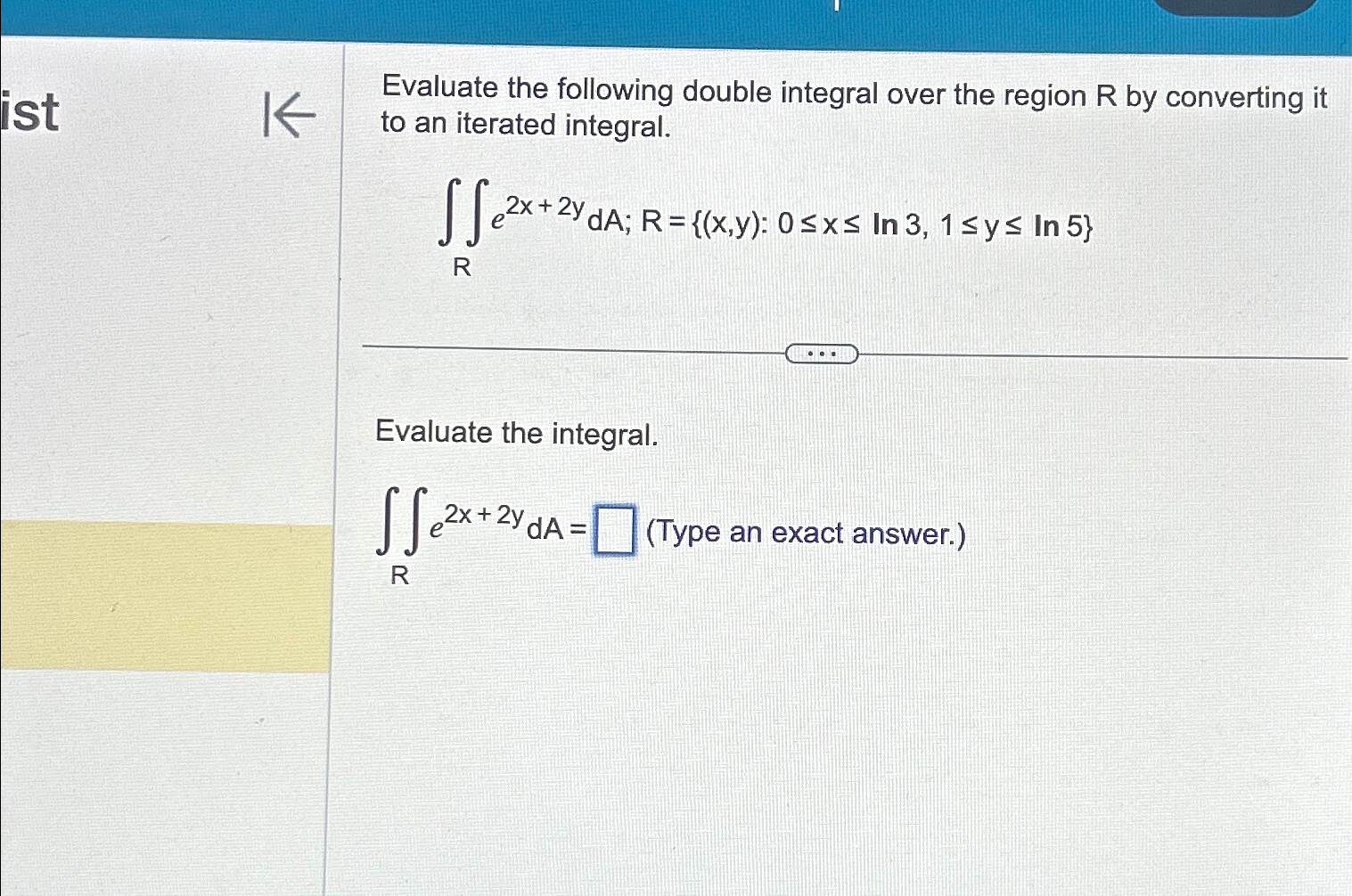 Solved istEvaluate the following double integral over the | Chegg.com