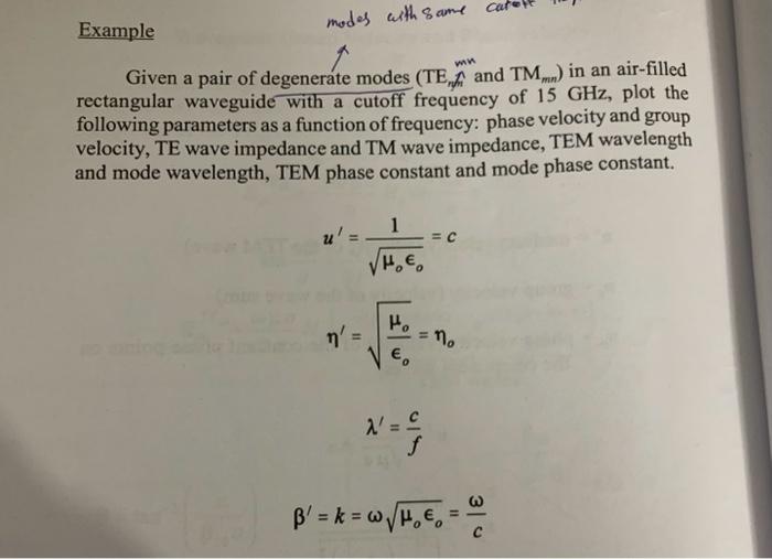 Solved Given a pair of degenerate modes (TEnmnn and TMmn) in | Chegg.com