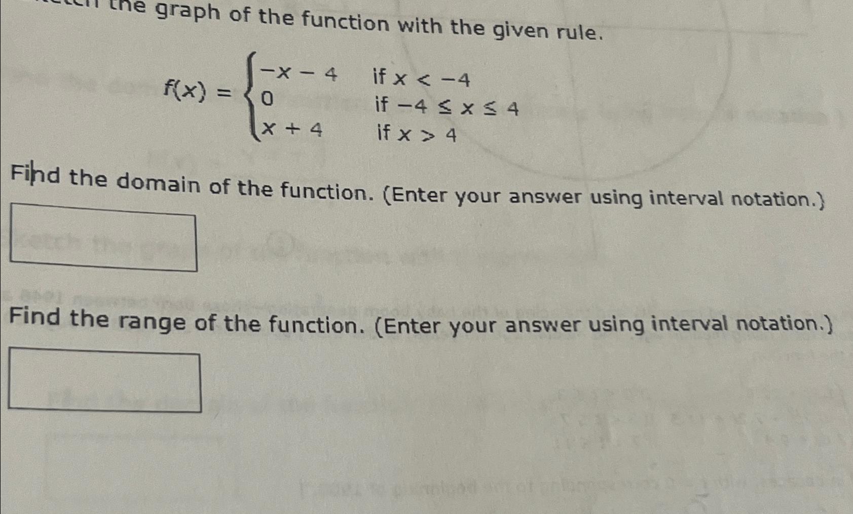 Solved the graph of the function with the given | Chegg.com