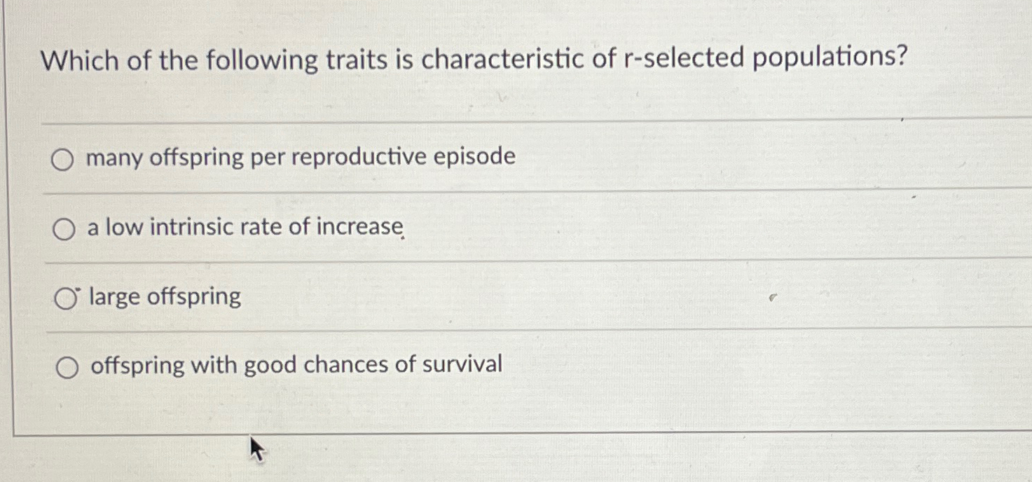 Solved Which of the following traits is characteristic of | Chegg.com