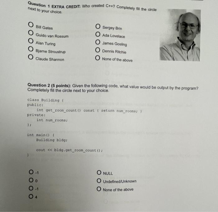 Solved Question 1 EXTRA CREDIT: Who created C++? Completely | Chegg.com