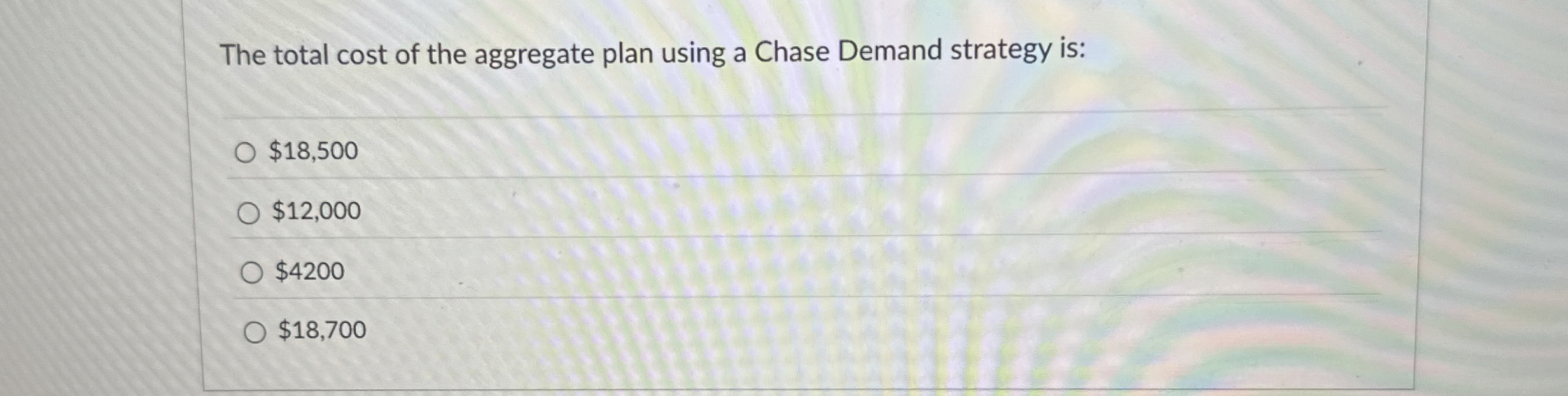 Solved The total cost of the aggregate plan using a Chase | Chegg.com