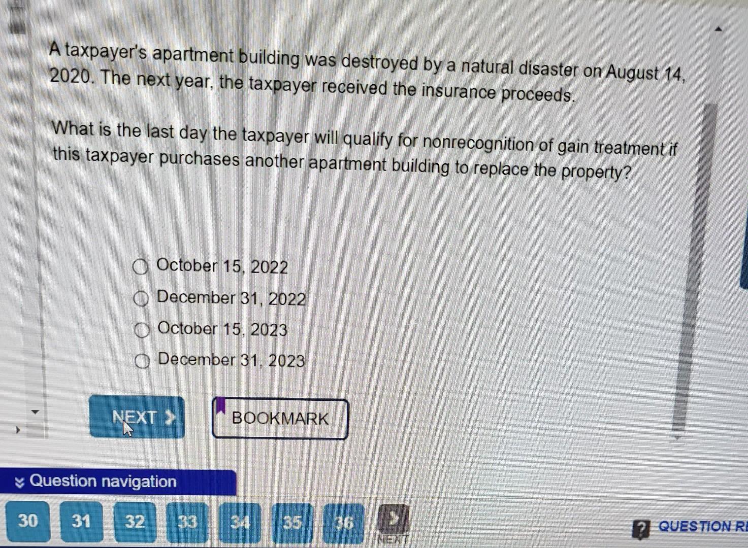 Solved A taxpayer's apartment building was destroyed by a | Chegg.com