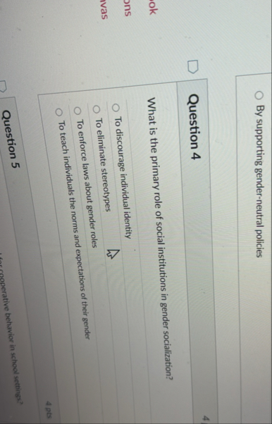 Solved \geoquad By supporting gender-neutral | Chegg.com