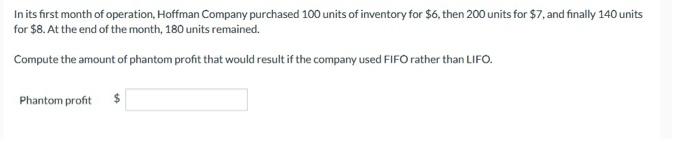Solved In its first month of operation, Hoffman Company | Chegg.com