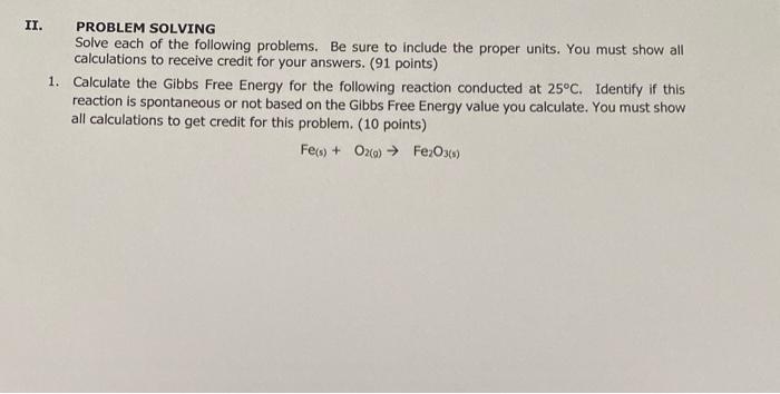 Solved II. PROBLEM SOLVING Solve each of the following | Chegg.com