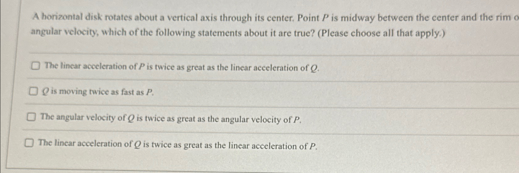 Solved A horizontal disk rotates about a vertical axis | Chegg.com