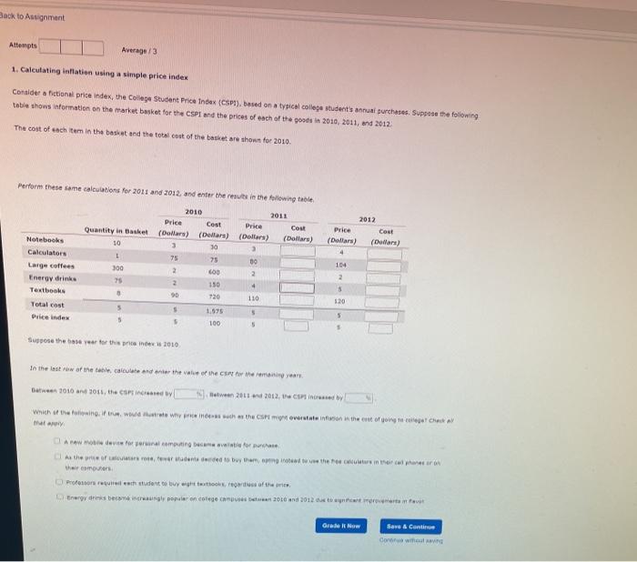 Solved Back to Assignment Attempts Average 3 1. Calculating | Chegg.com