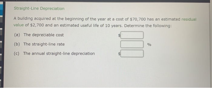 Solved Straight-Line Depreciation A building acquired at the | Chegg.com