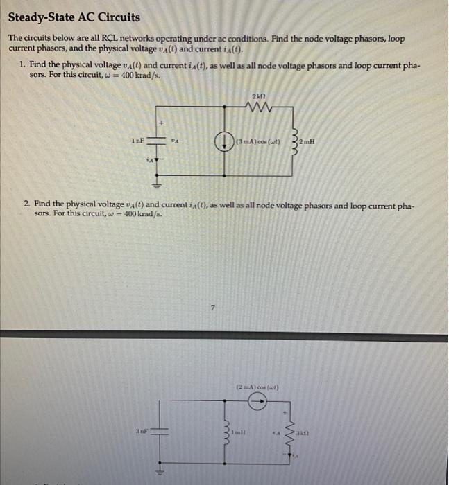 Solved The circuits below are all RCL networks operating | Chegg.com
