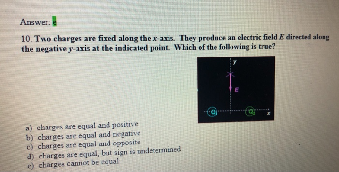 Solved Answer: 2 10. Two charges are fixed along the x-axis. | Chegg.com