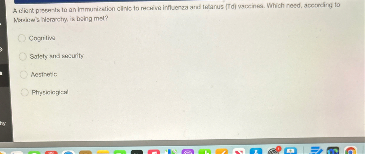 Solved A client presents to an immunization clinic to | Chegg.com