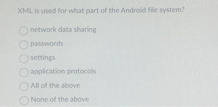 Solved XML is used for what part of the Android file system? | Chegg.com