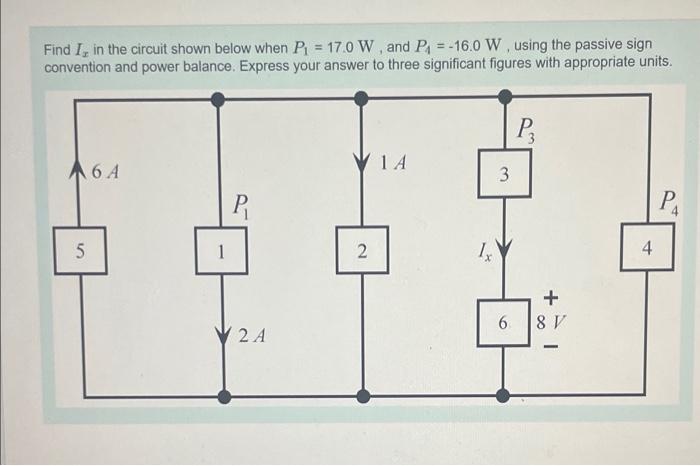 Solved Find Ix in the circuit shown below when P1=17.0 W, | Chegg.com