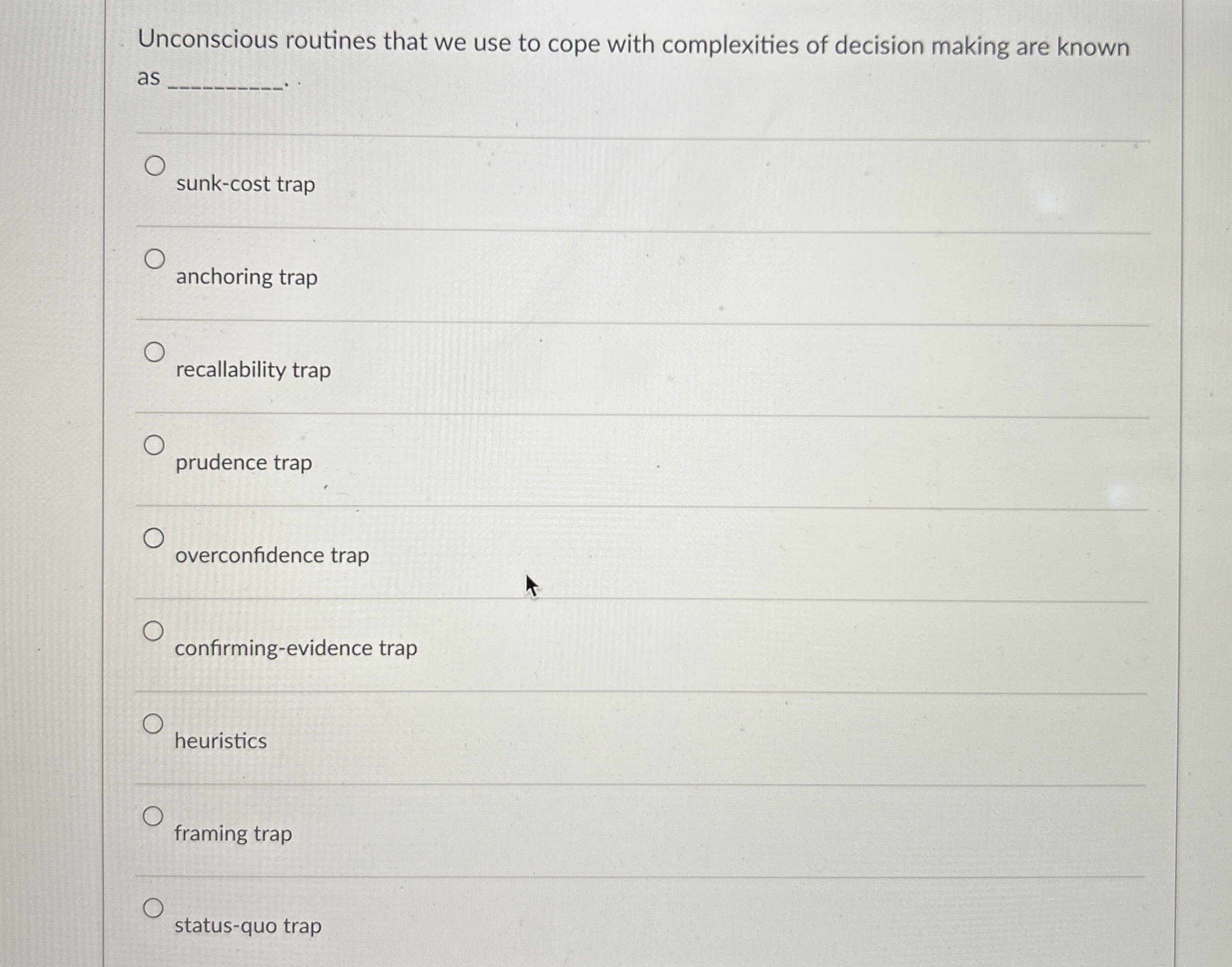 Solved Unconscious routines that we use to cope with | Chegg.com