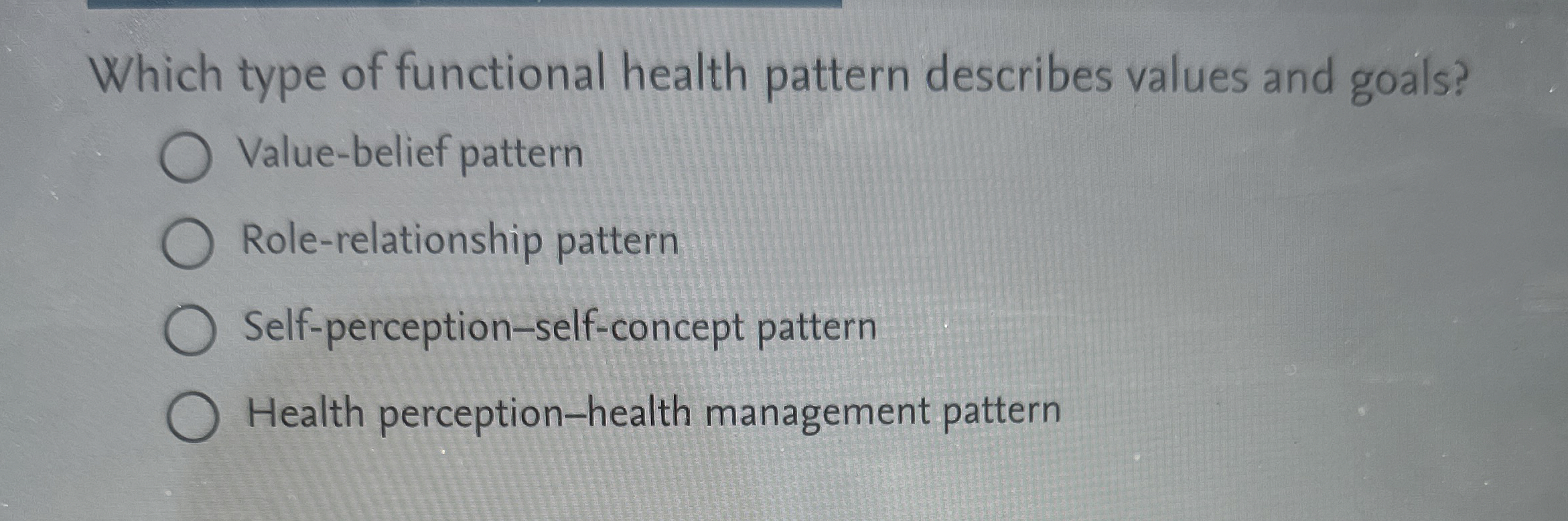 Solved Which type of functional health pattern describes | Chegg.com