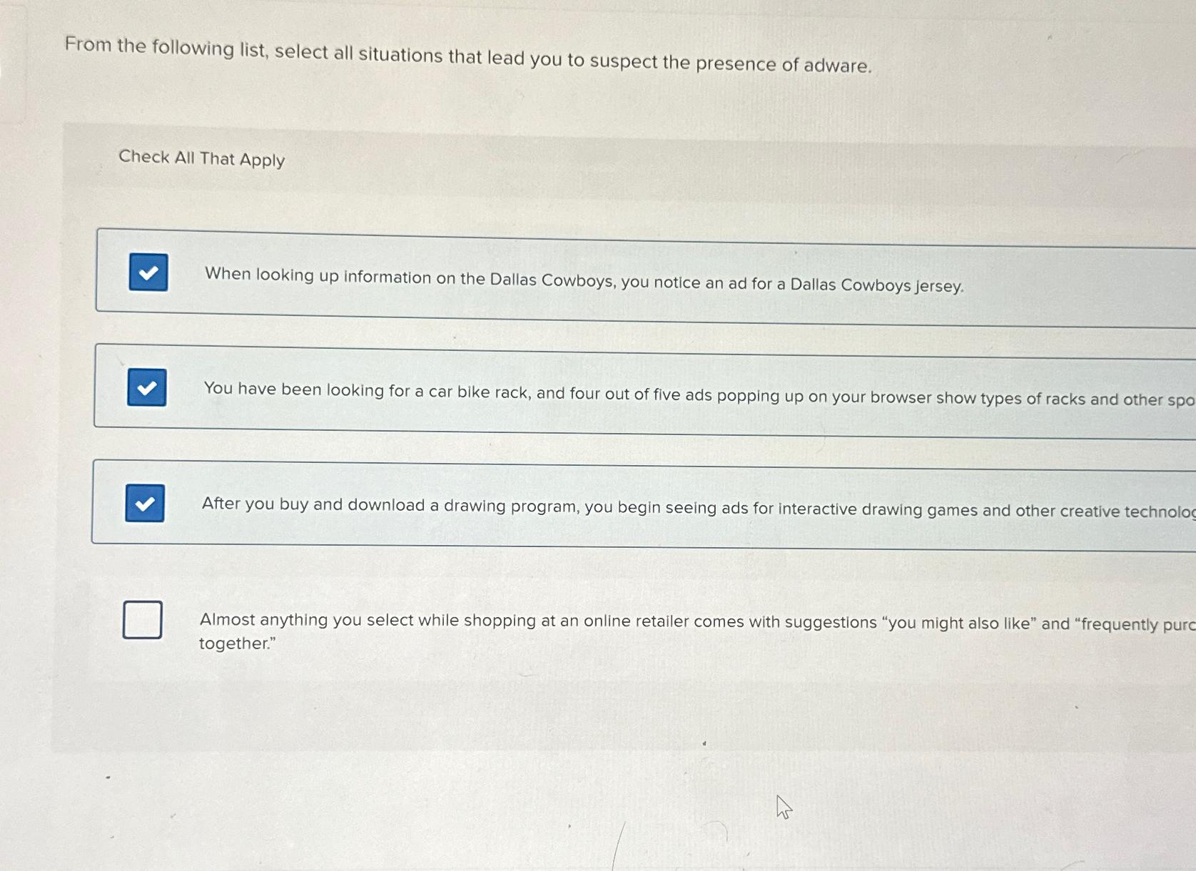 Solved From the following list, select all situations that | Chegg.com