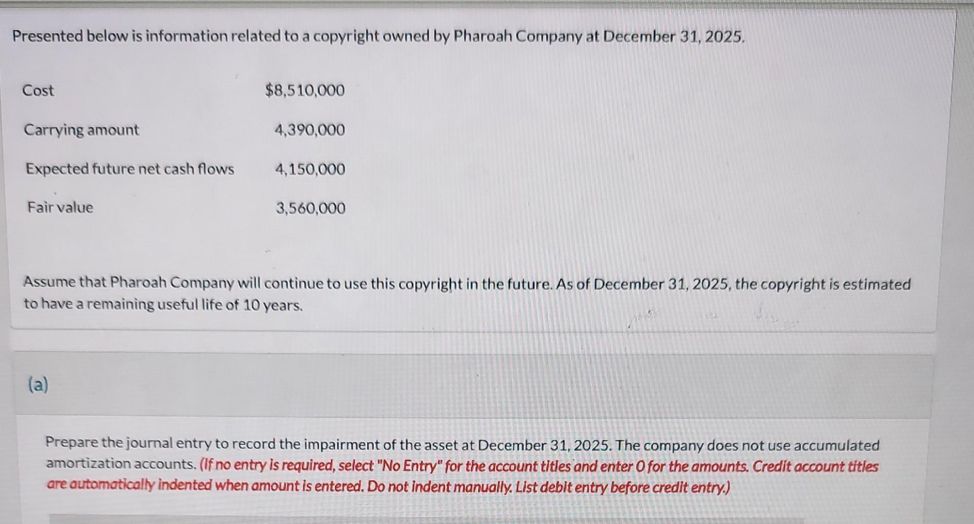 Solved Presented below is information related to a copyright | Chegg.com