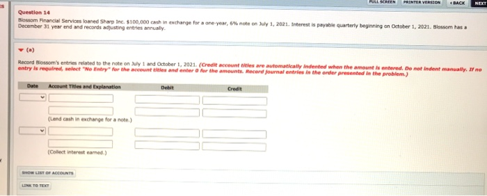 Solved FULL SCREEN PRINTER VERSION 4 BACK NEXT Question 14 | Chegg.com