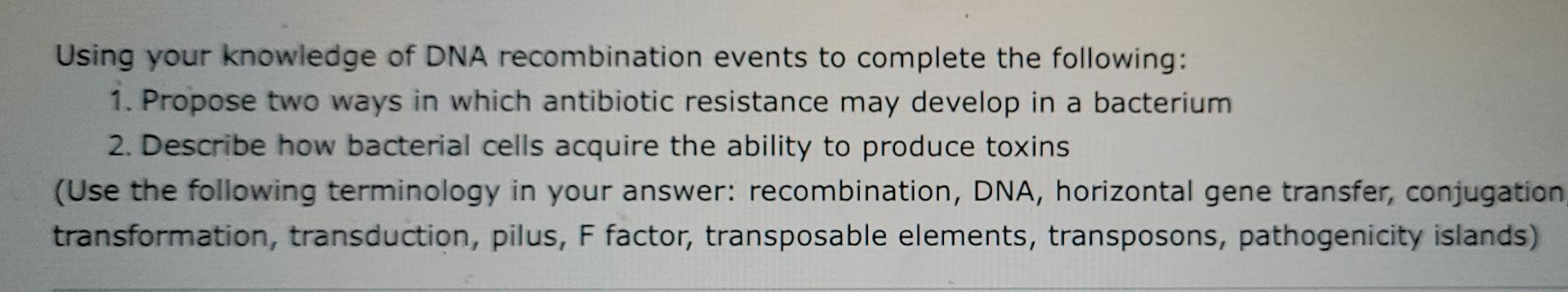 Solved Using your knowledge of DNA recombination events to | Chegg.com