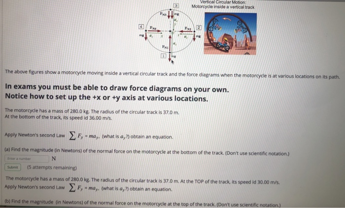 Solved Vertical Circular Moton Motorcycle inside a vertical | Chegg.com