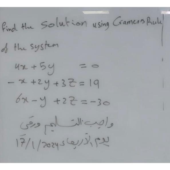 Solved find the Solution using Cramer's Rule of the system | Chegg.com