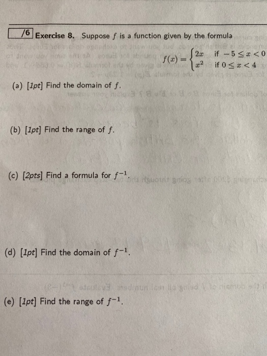 Solved /6 Exercise 8. Suppose f is a function given by the | Chegg.com