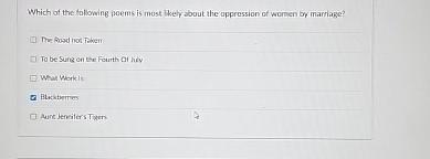 Solved Which of the following poems is must ikeh about the | Chegg.com