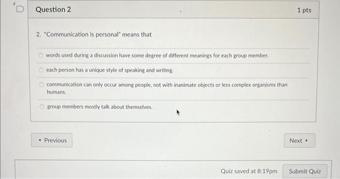 2. "Communication is personal" means that words used | Chegg.com