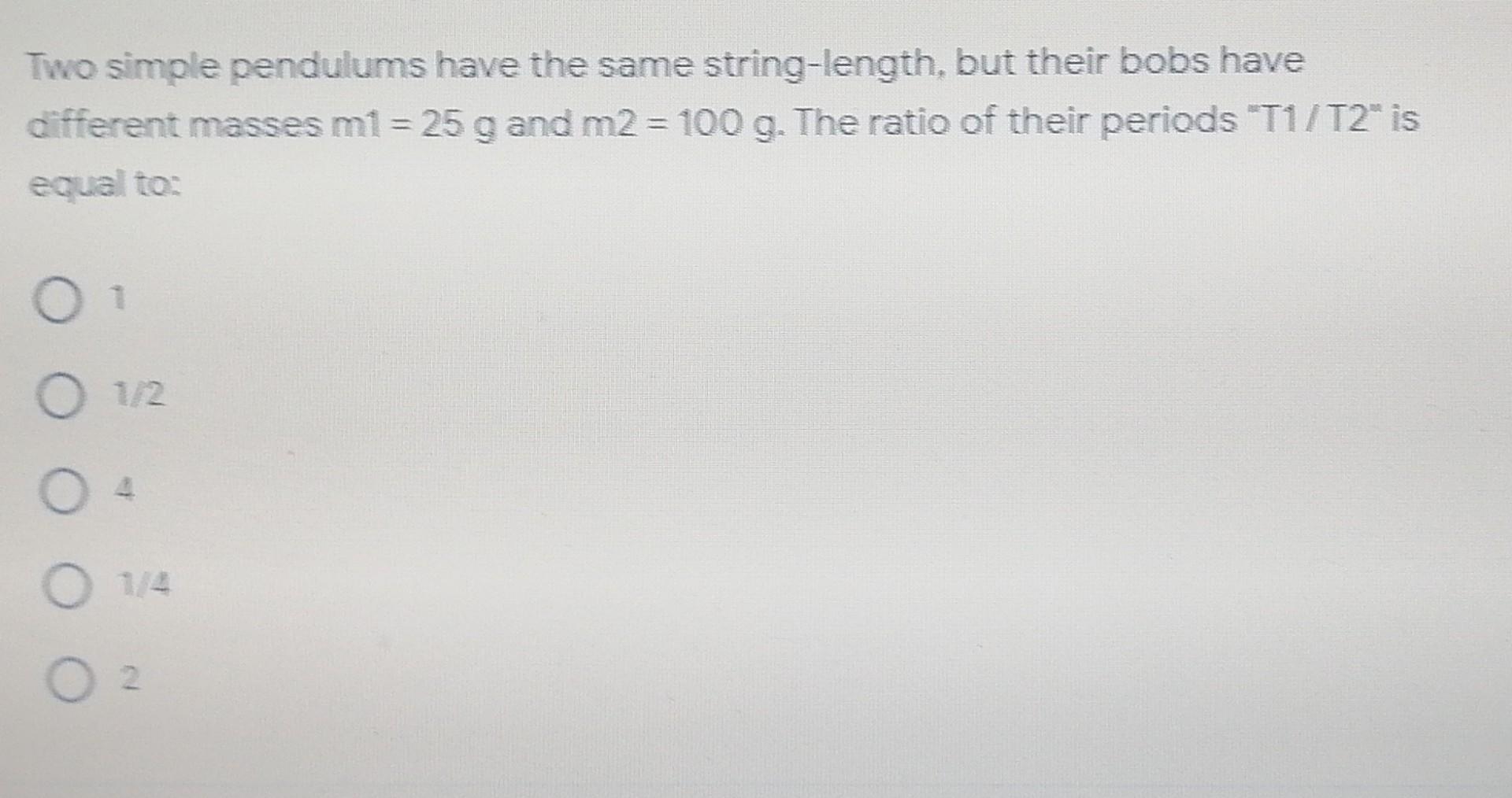 Solved Two simple pendulums have the same string-length, but | Chegg.com