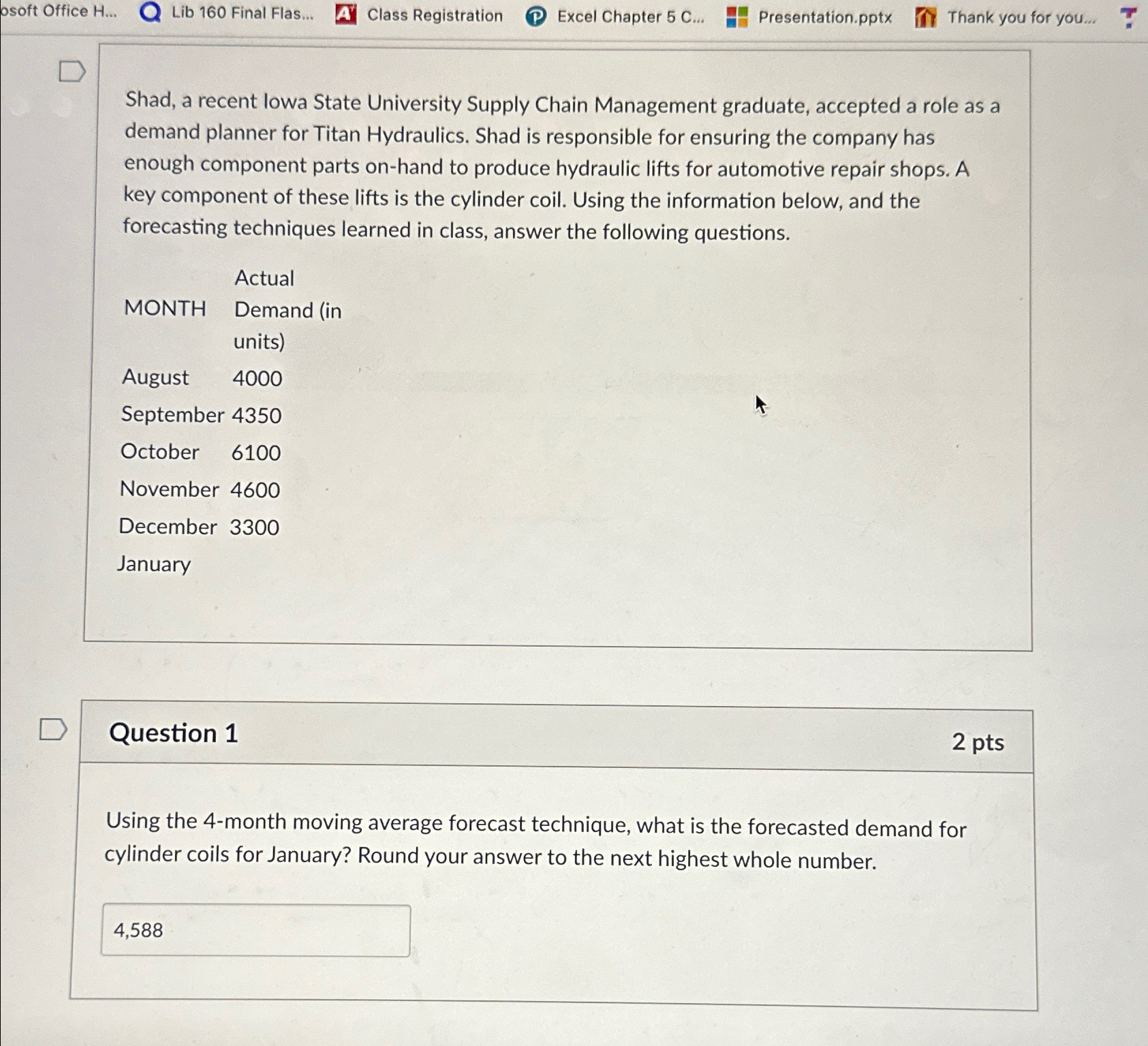 Solved osoft Office H...Lib 160 ﻿Final Flas...Class | Chegg.com