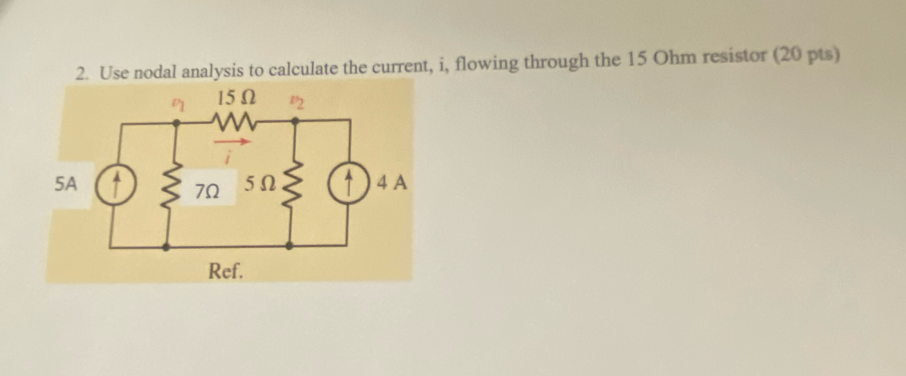 Solved Use nodal analysis to calculate the current, i, | Chegg.com