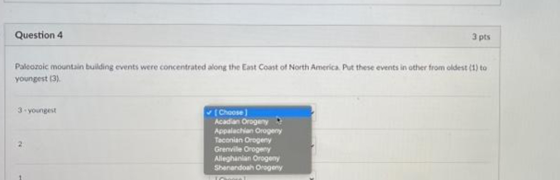 Solved Question 43 ﻿ptsPalcozoic mountain building events | Chegg.com