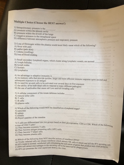 Solved Multiple Choice (Choose the BEST answer!) 1) | Chegg.com