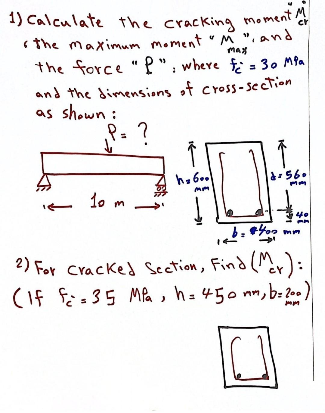 Solved man 1) Calculate the cracking momentary o the maximum | Chegg.com