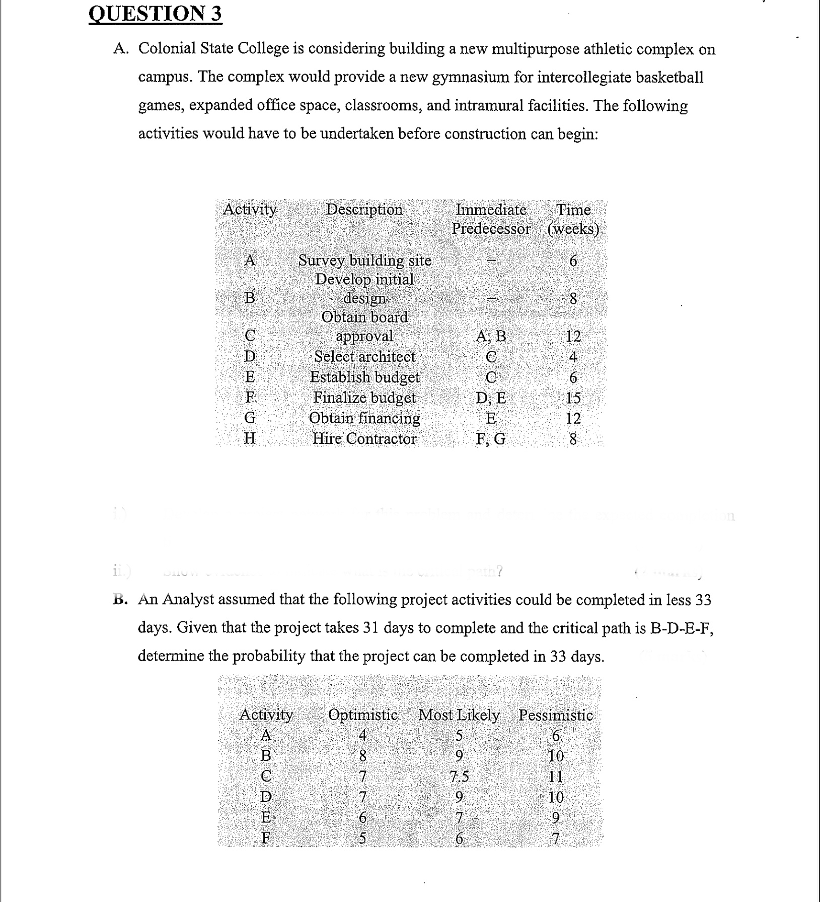 Solved QUESTION 3A. ﻿Colonial State College is considering | Chegg.com