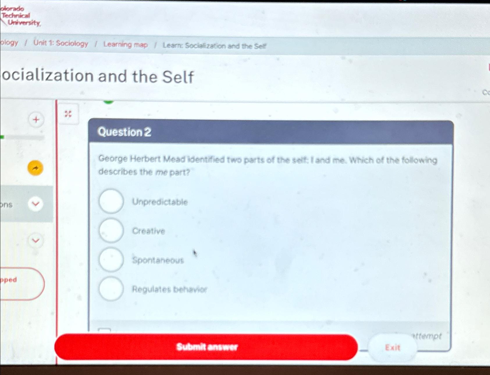 Solved oloradoTechnicalUniversity.blogy / ﻿Unit 1: Sociology | Chegg.com