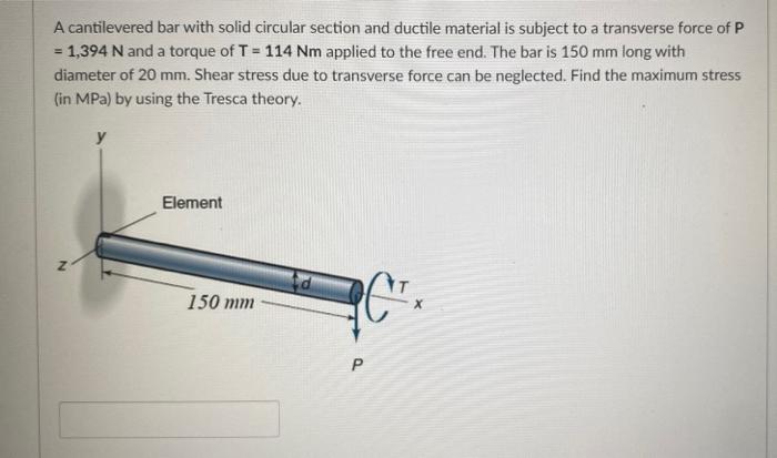 Solved A cantilevered bar with solid circular section and | Chegg.com