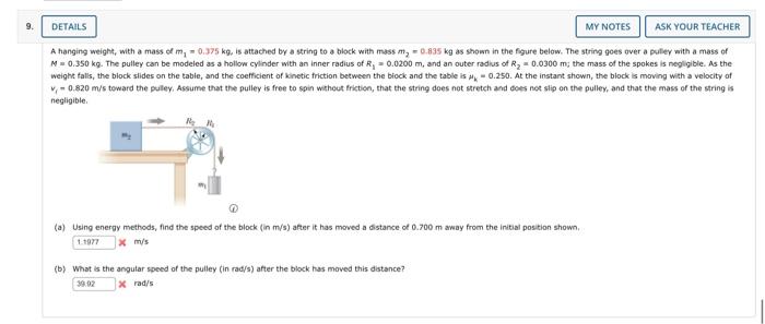 Solved negligible. (a) Using energy methods, find the speed | Chegg.com