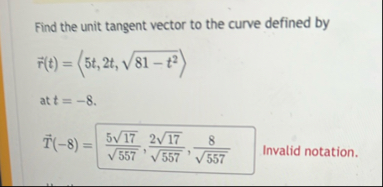 Solved Find the unit tangent vector to the curve defined | Chegg.com